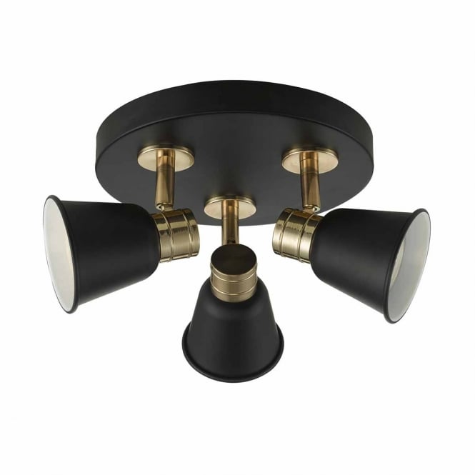 FRY Contemporary Retro Black and Gold Spotlight Cluster